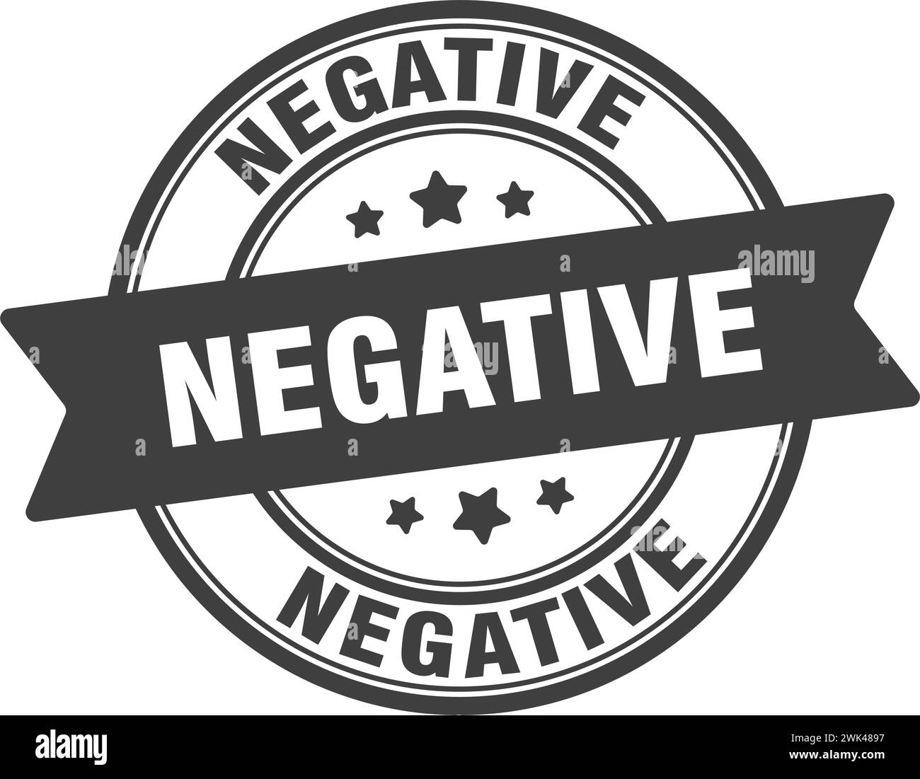 negative stamp. negative round sign. label on transparent background ...
