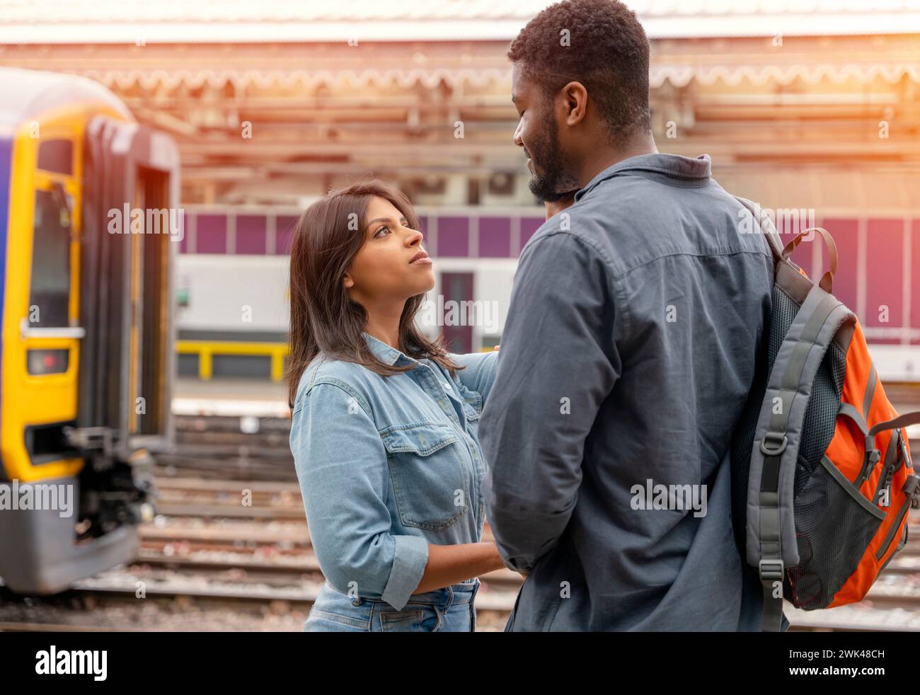 Couple goodbye at station hi-res stock photography and images - Alamy