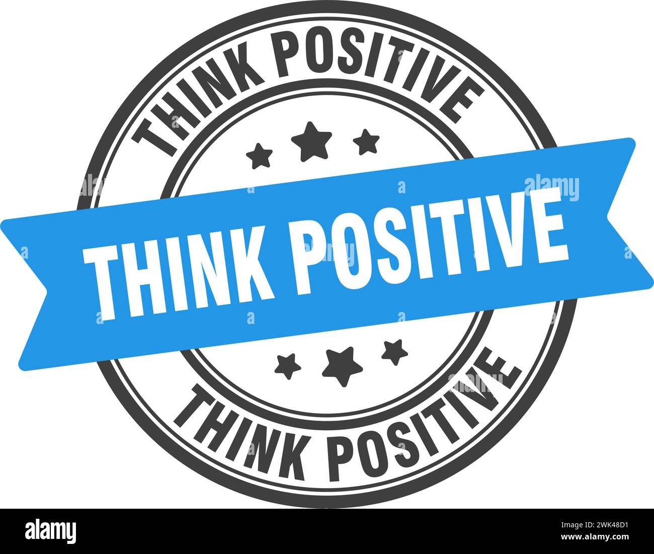 think positive stamp. think positive round sign. label on transparent ...