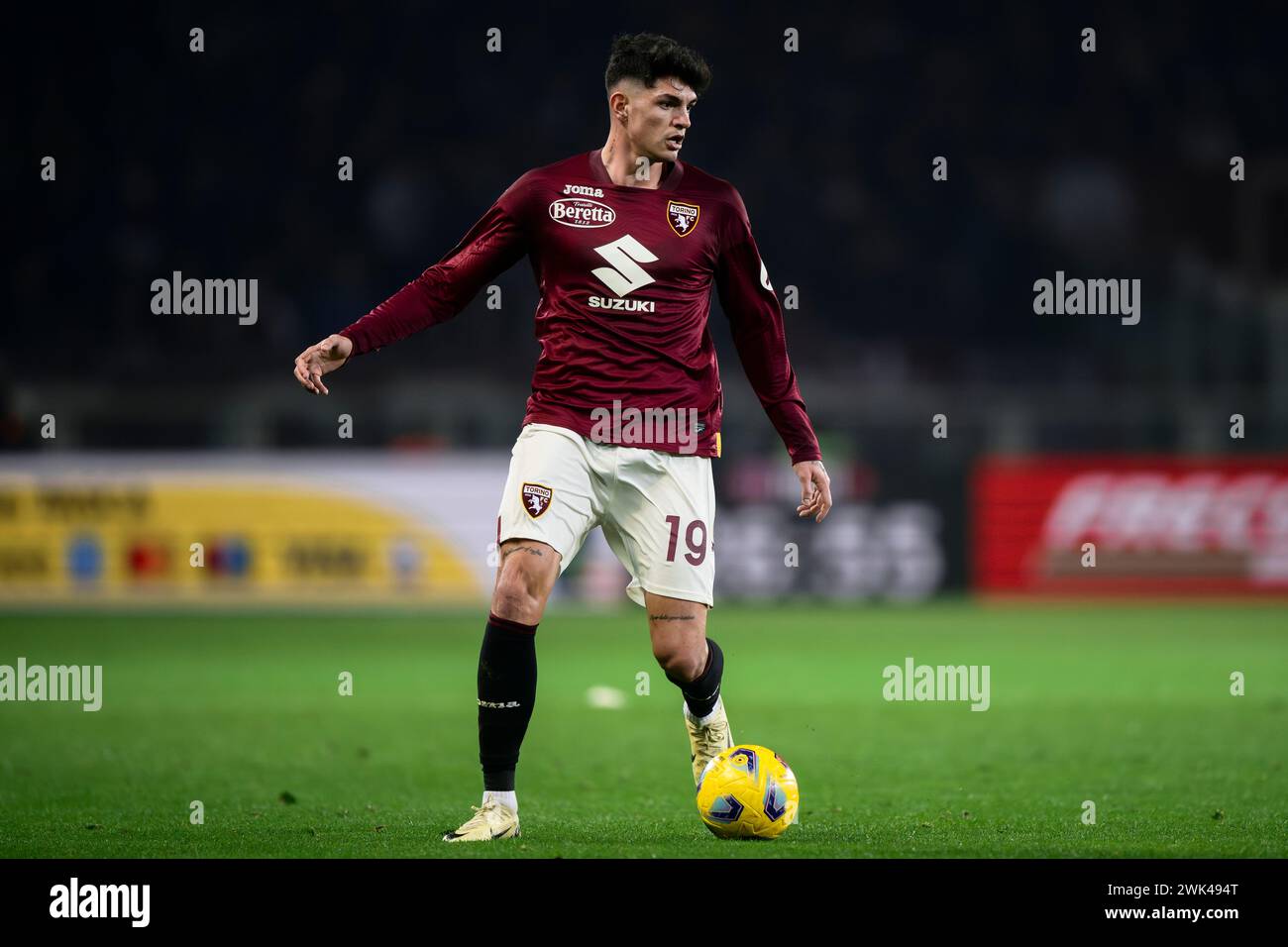Turin, Italy. 16 February 2024. Raoul Bellanova of Torino FC in action ...