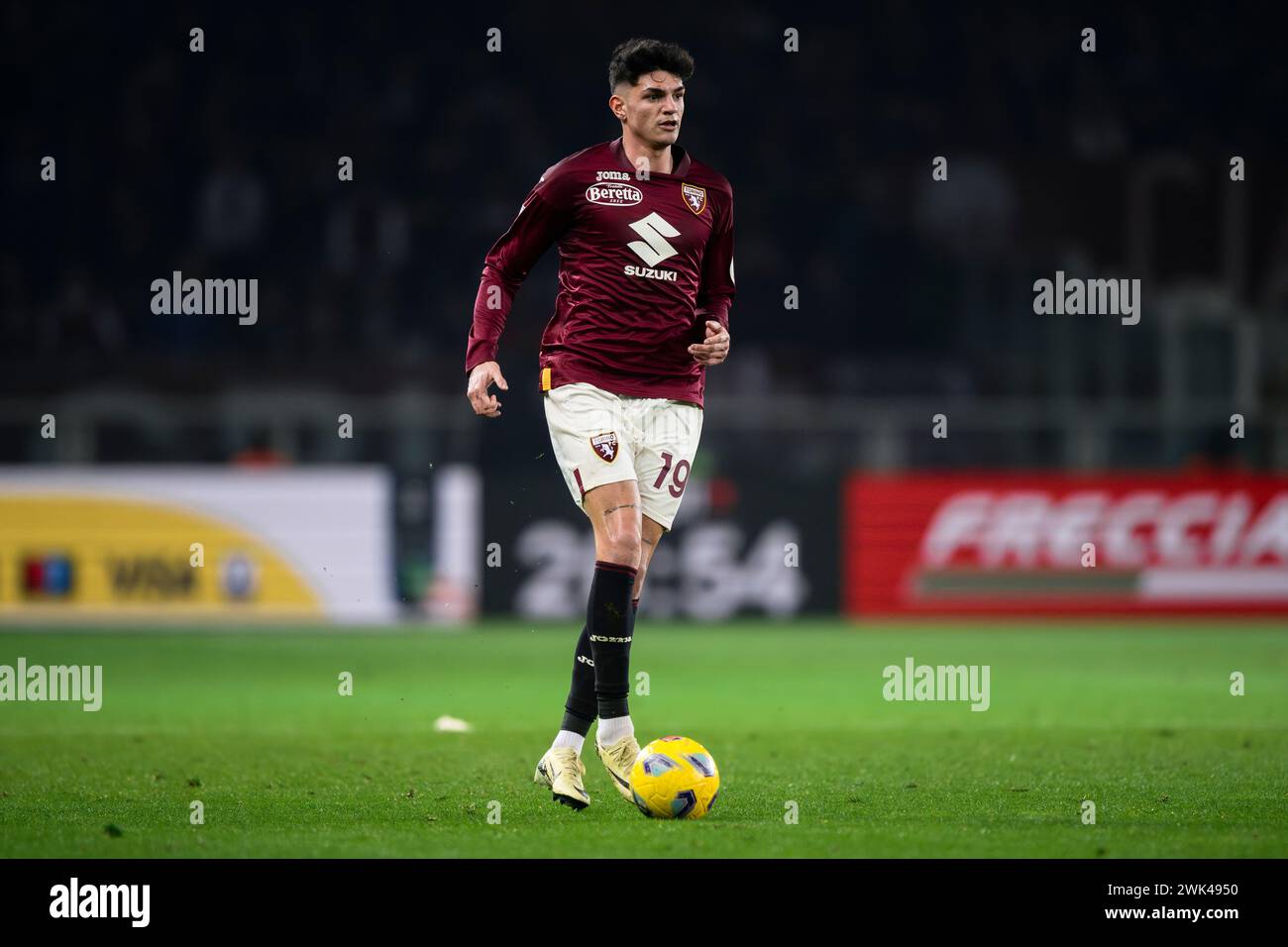 Turin, Italy. 16 February 2024. Raoul Bellanova of Torino FC in action ...