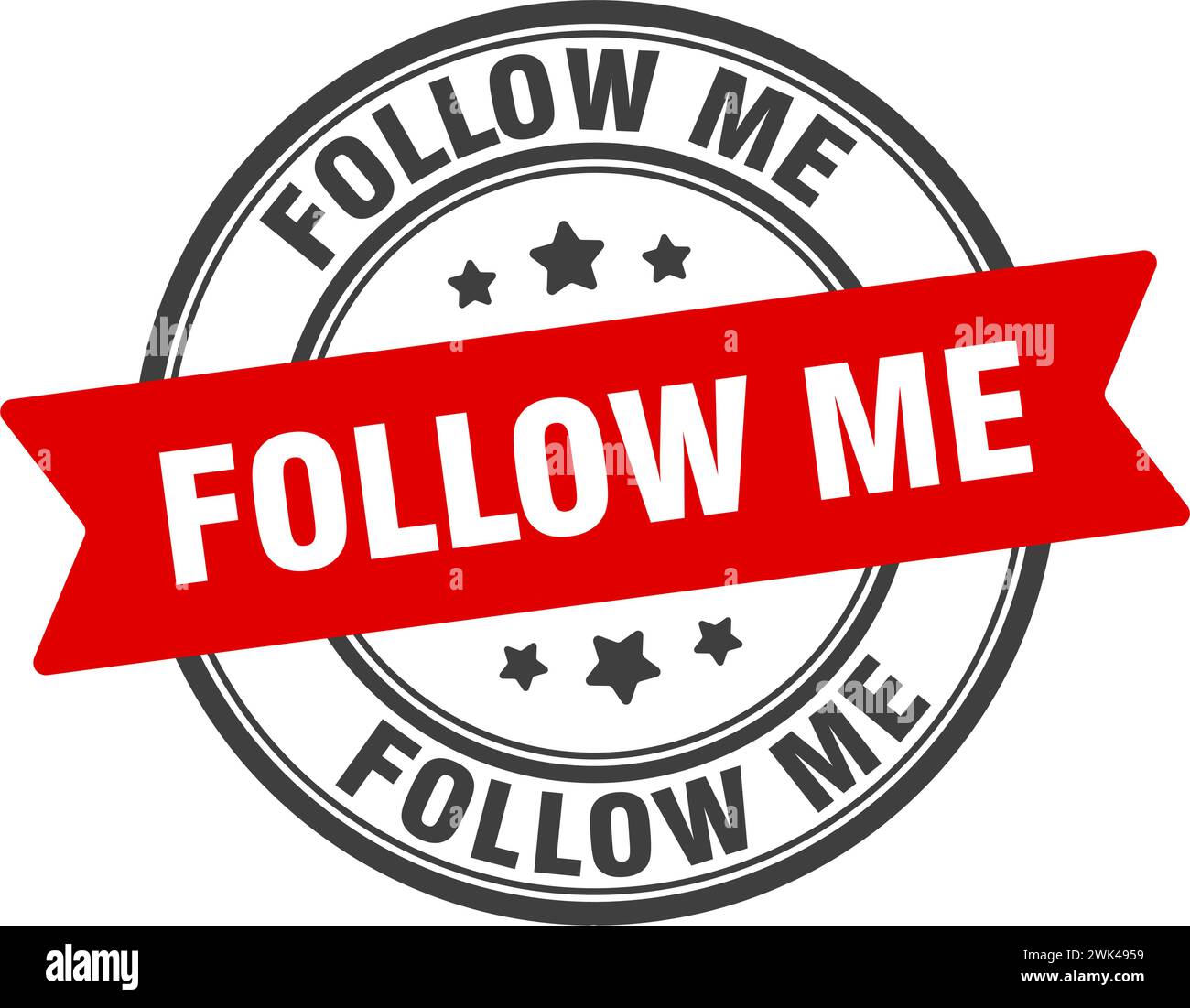 follow me stamp. follow me round sign. label on transparent background ...