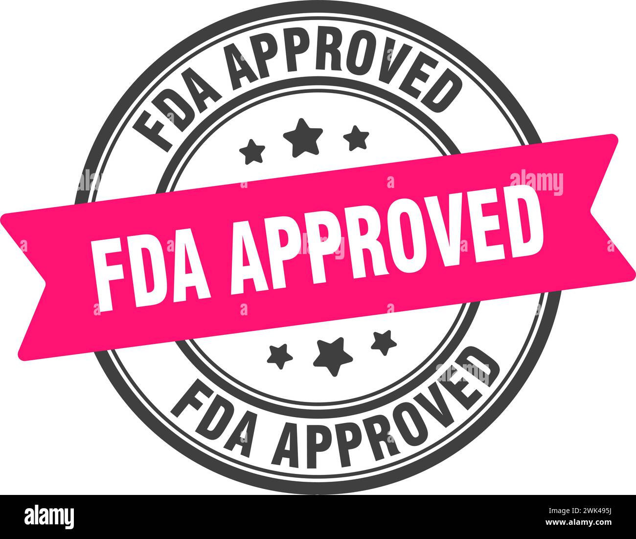 fda approved stamp. fda approved round sign. label on transparent ...