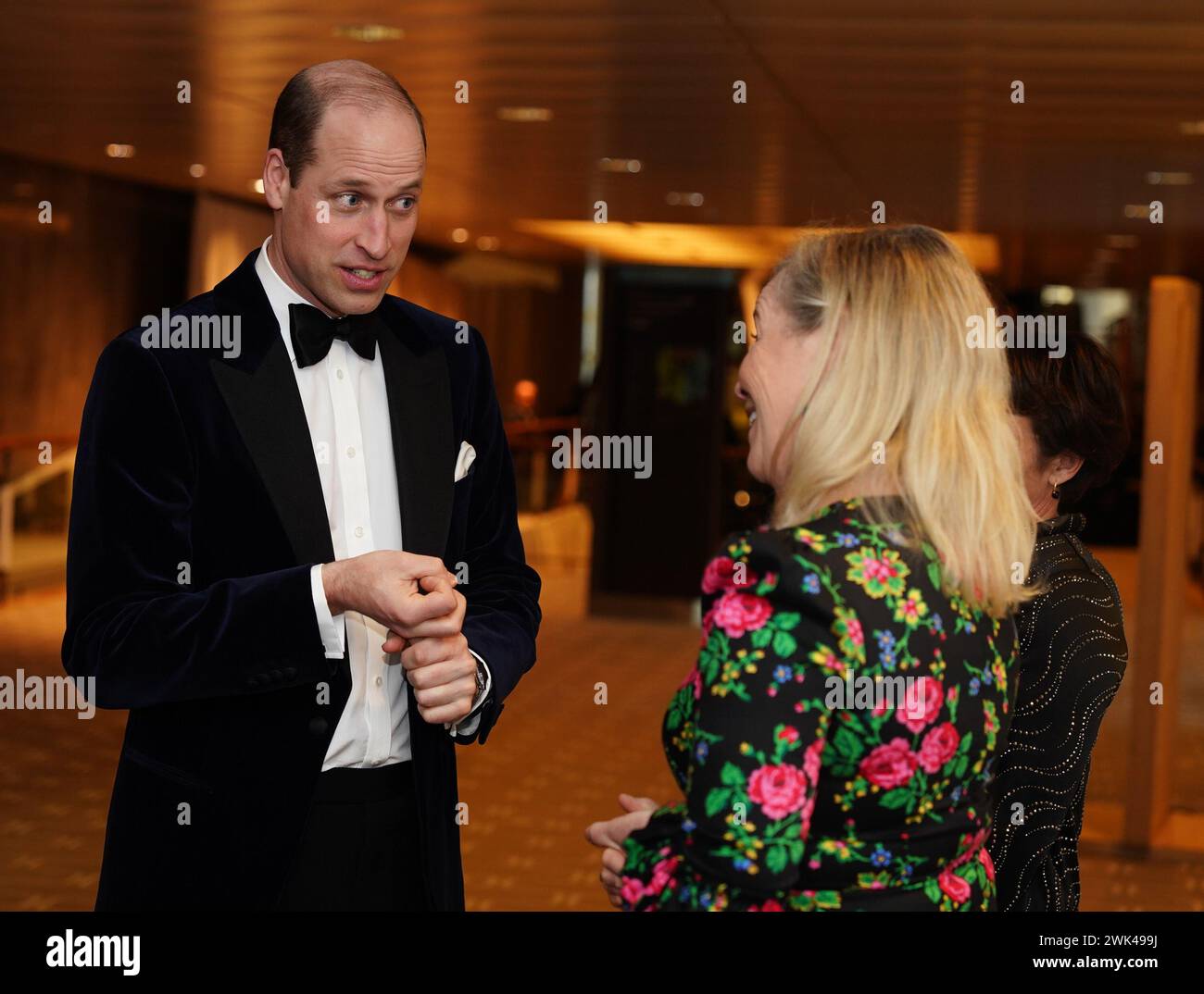 The Prince of Wales, president of Bafta, talks with Charlotte Moore BBC chief content officer ...