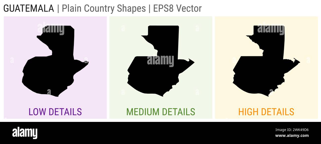 Guatemala - plain country shape. Low, medium and high detailed maps of ...