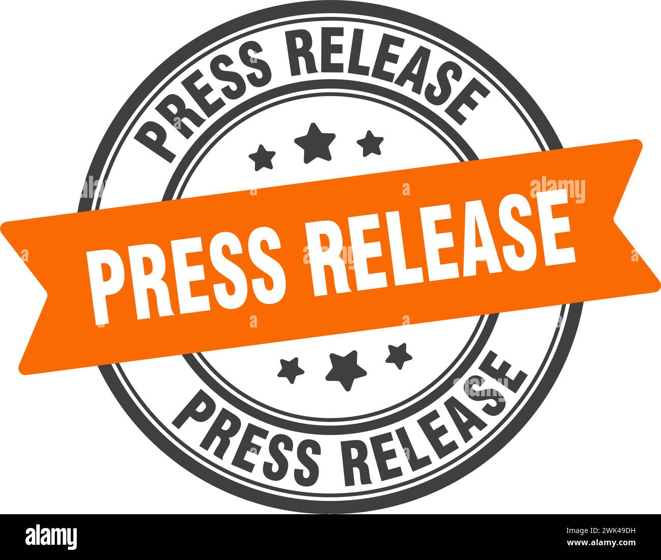 press release stamp. press release round sign. label on transparent ...