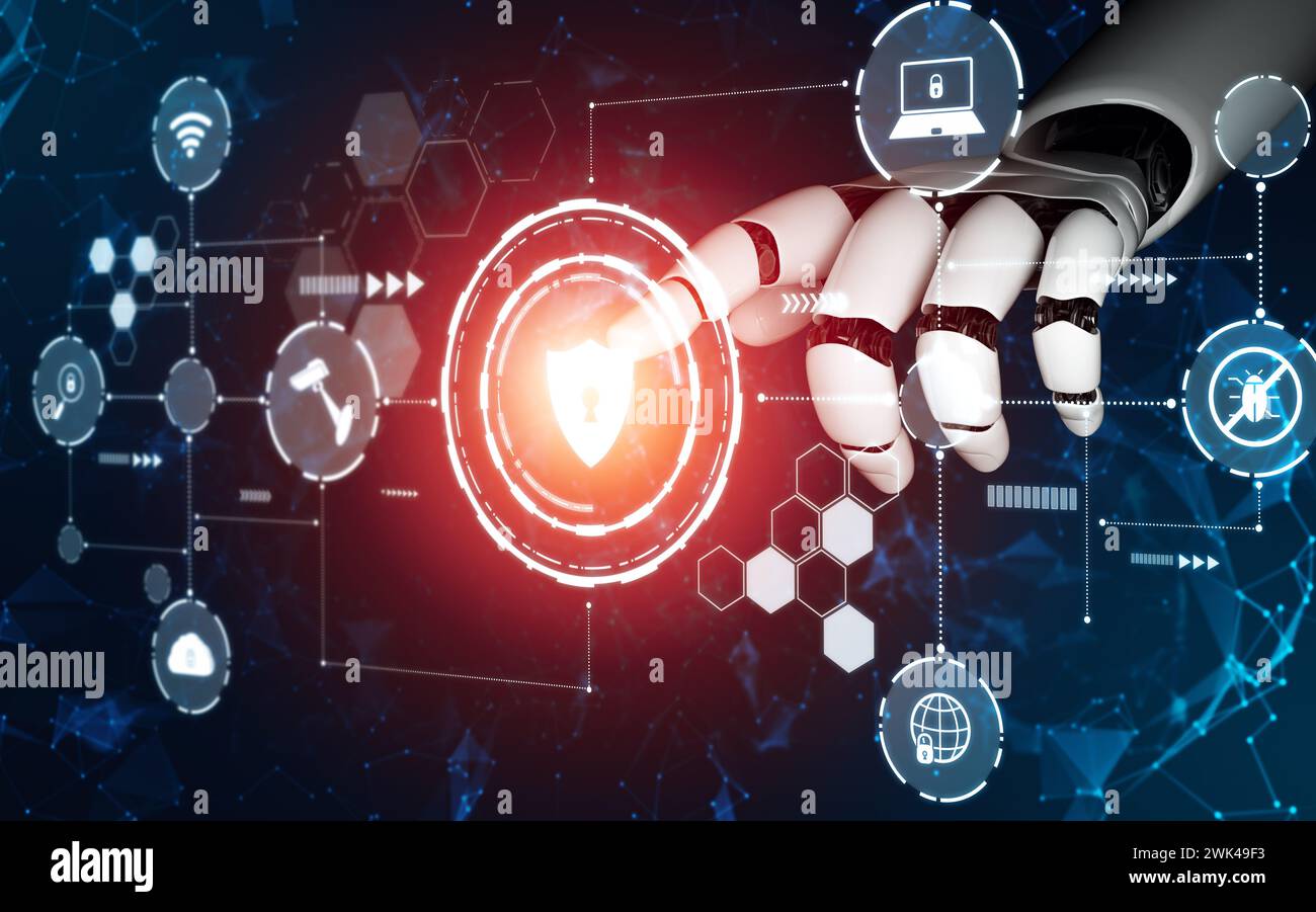 XAI 3D Rendering futuristic robot technology development, artificial intelligence AI, and ...