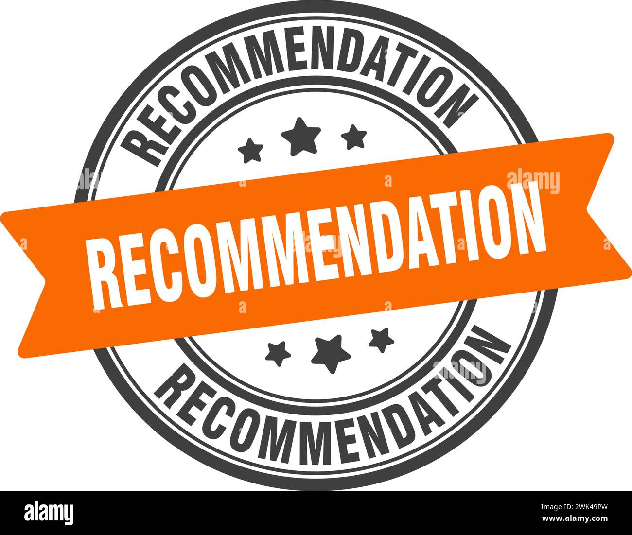 recommendation stamp. recommendation round sign. label on transparent ...