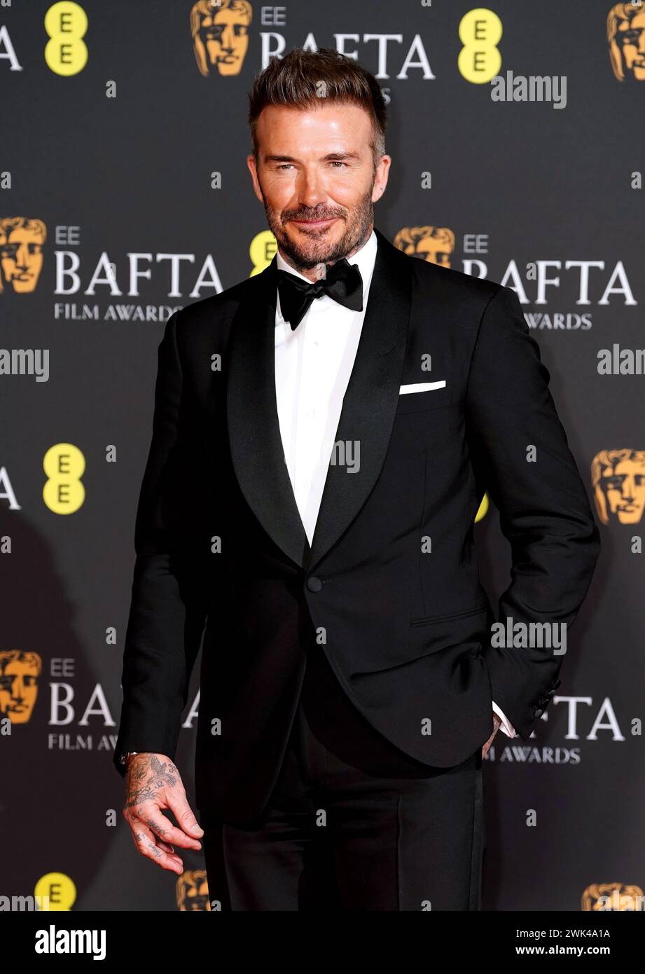 David Beckham in the press room during the Bafta Film Awards 2024, at ...