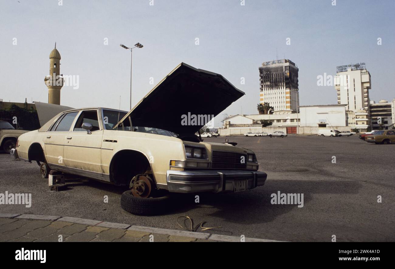 First Gulf War: 16th March 1991 An abandoned car and the Kuwait Airways ...
