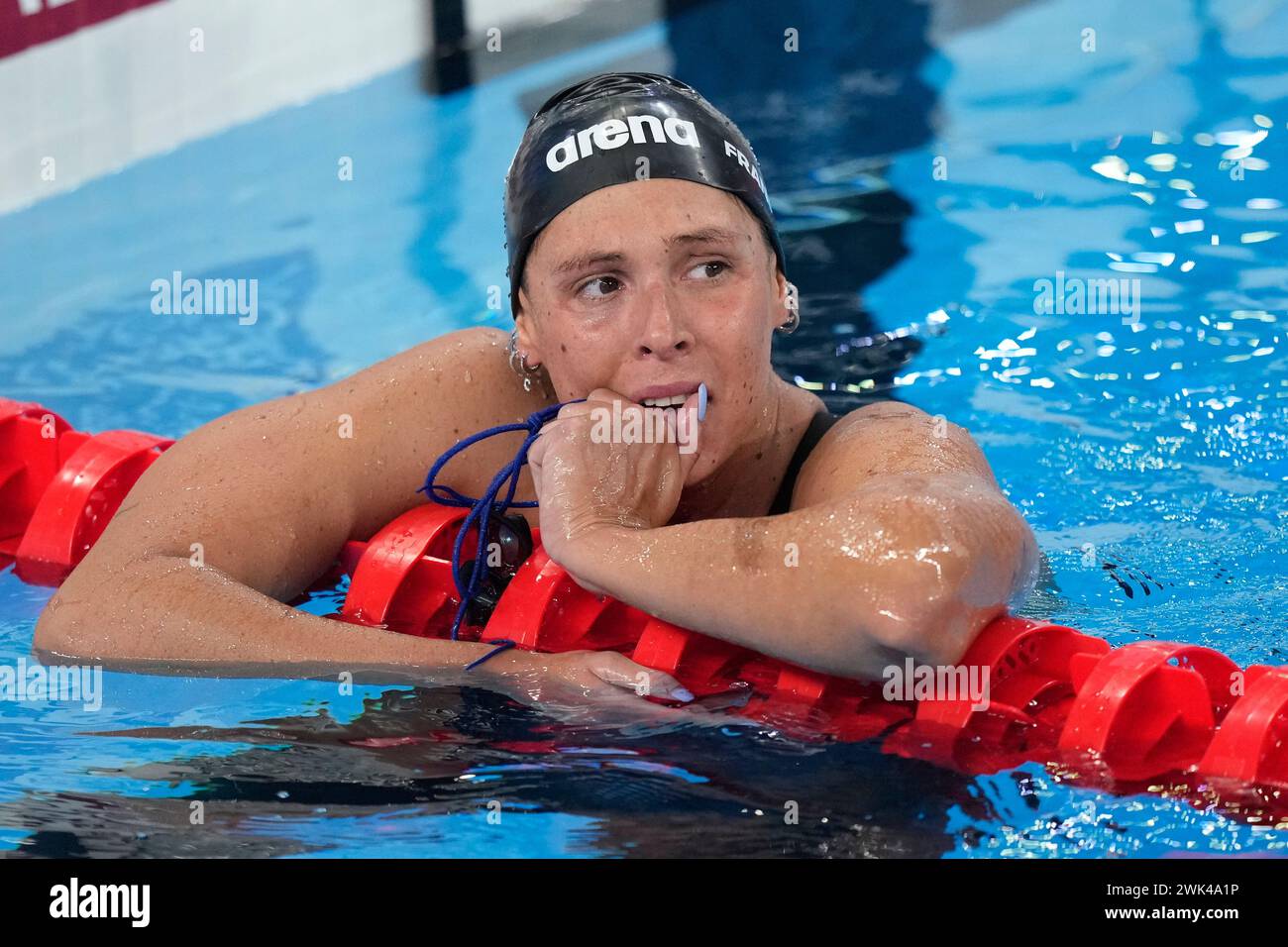 Sara Franceschi of Italy reacts after competing in the women's 400 ...