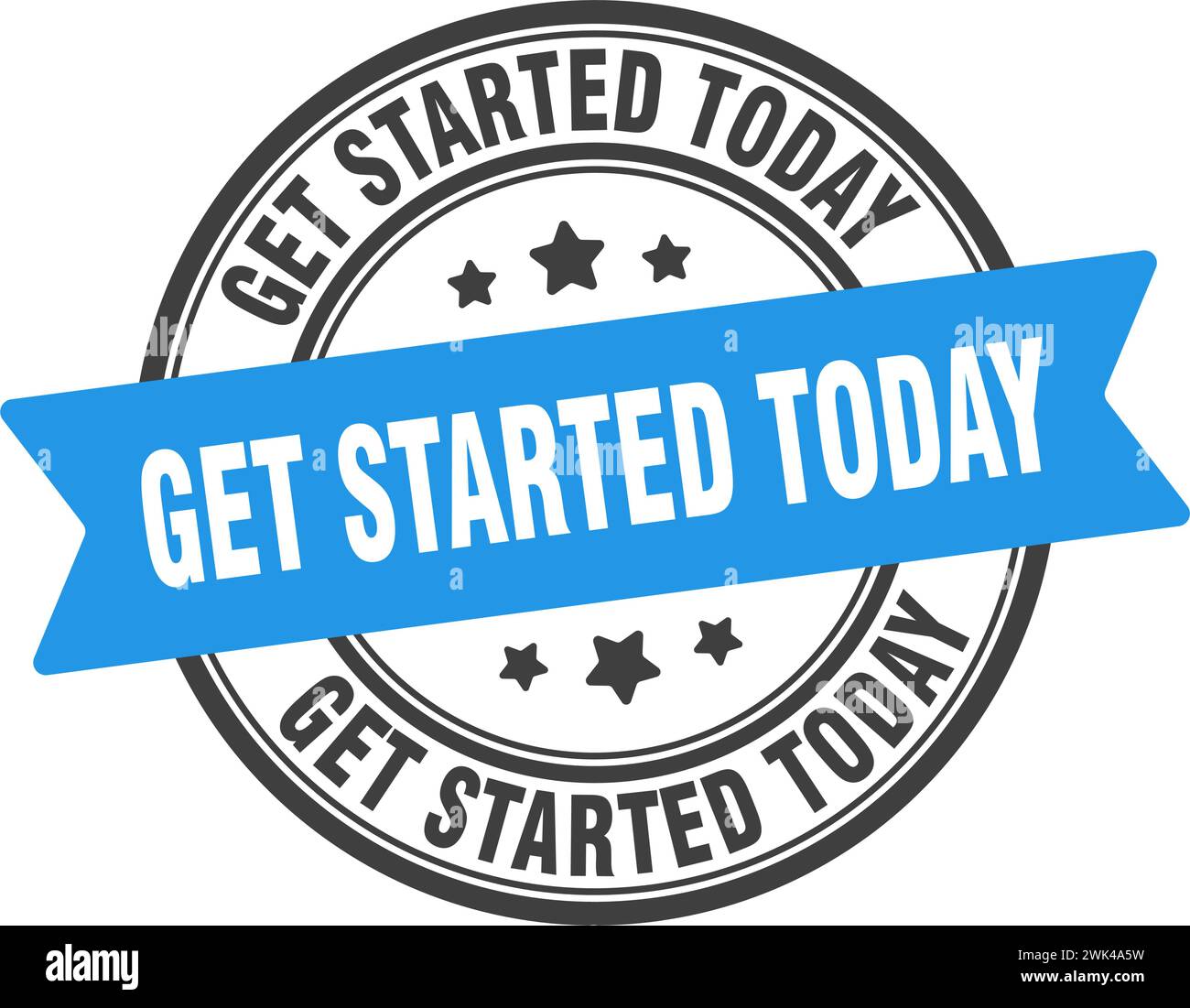 get started today stamp. get started today round sign. label on ...