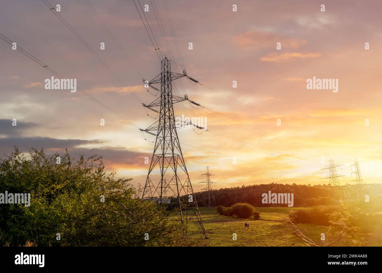 High voltage electric tower line pylon for distribution of electricity ...