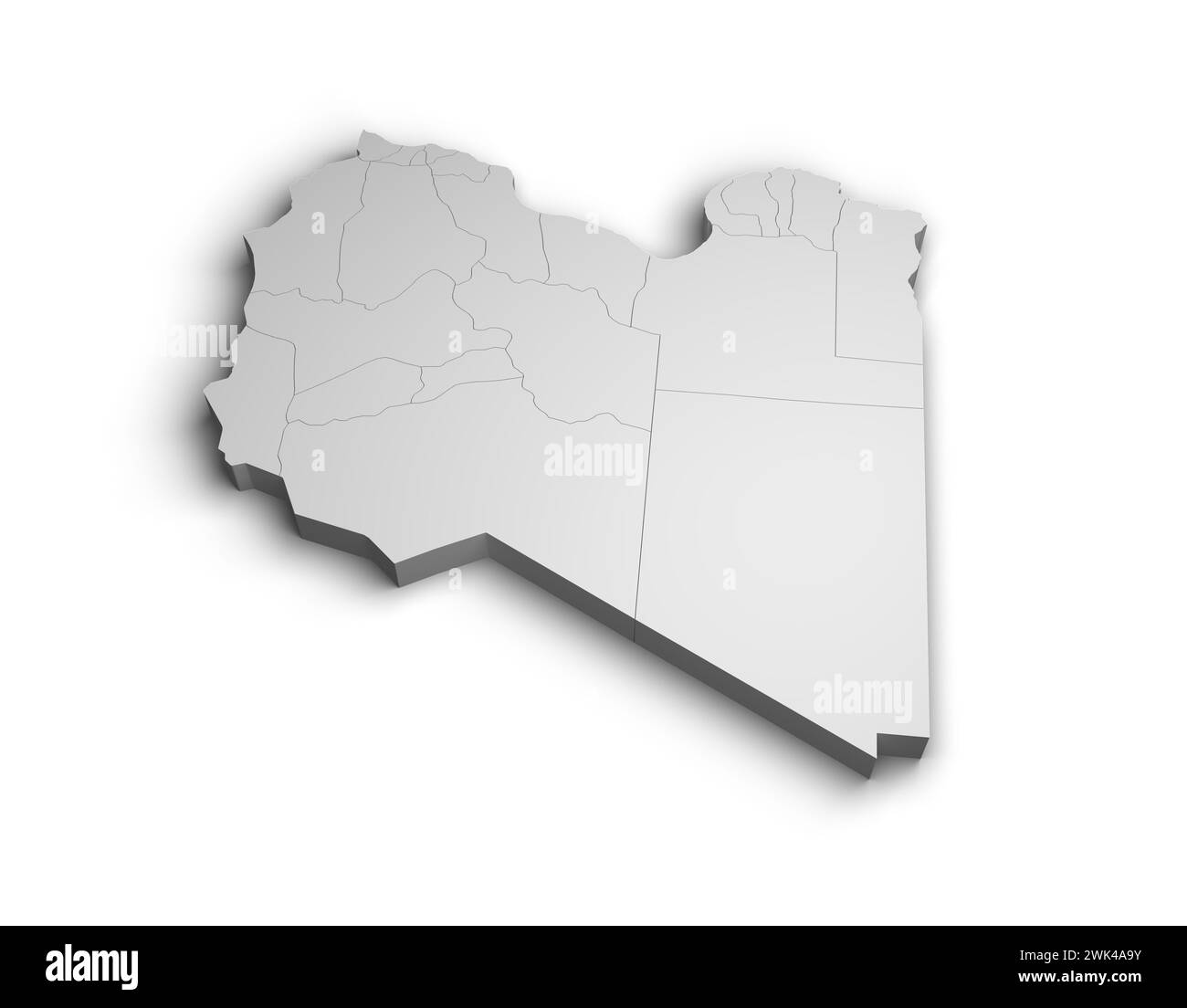 3d Libya map illustration white background isolate Stock Photo - Alamy