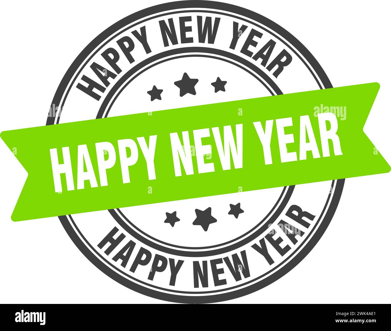 happy new year stamp. happy new year round sign. label on transparent ...