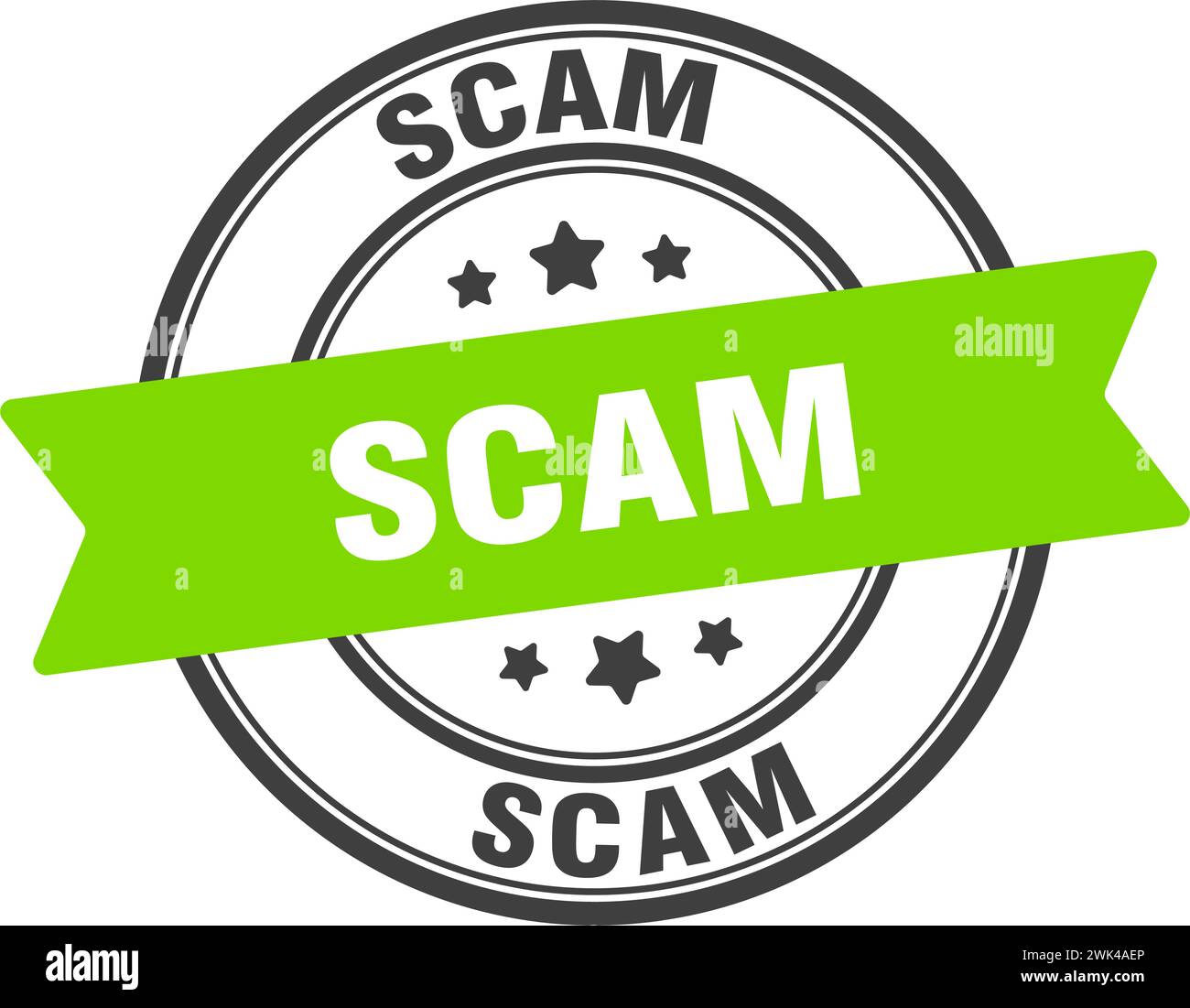scam stamp. scam round sign. label on transparent background Stock ...