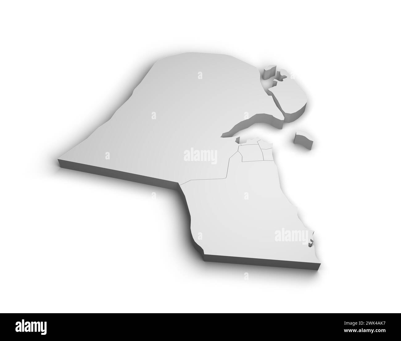 3d Kuwait map illustration white background isolate Stock Photo - Alamy