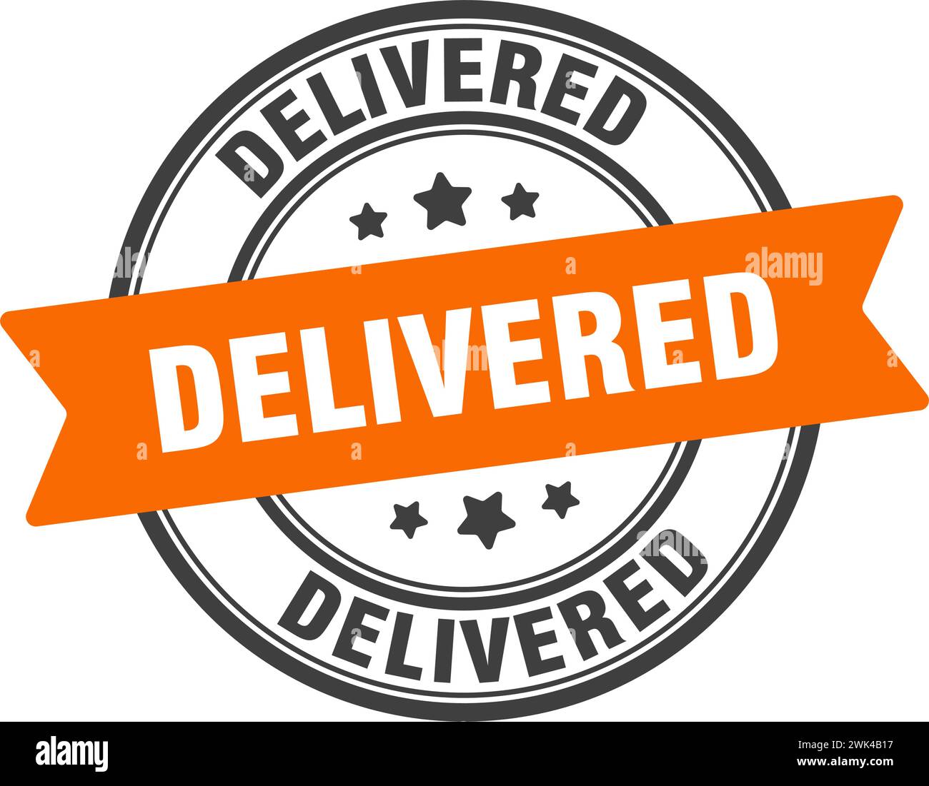 delivered stamp. delivered round sign. label on transparent background ...