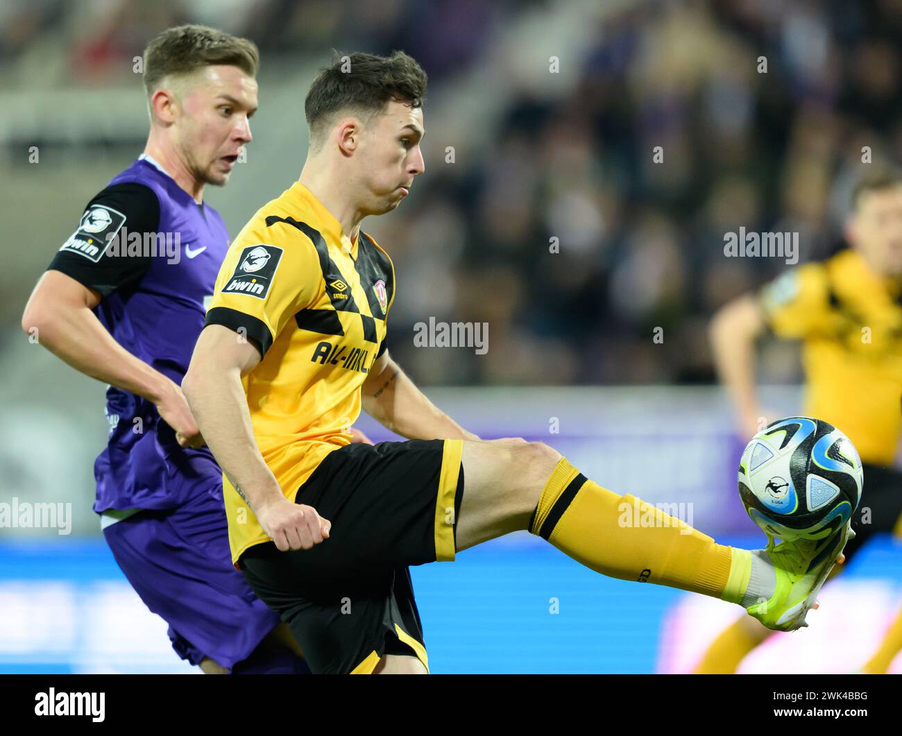 Aue, Germany. 18th Feb, 2024. Soccer: 3rd division, FC Erzgebirge Aue ...