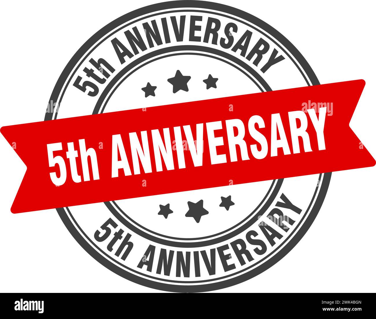 5th anniversary stamp. 5th anniversary round sign. label on transparent ...