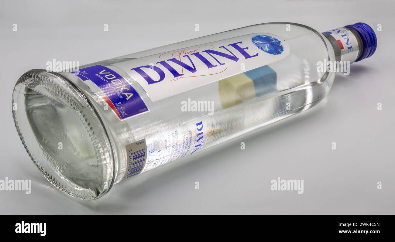 Kyiv, Ukraine - July 14, 2022: Studio shoot of Divine pure French vodka ...