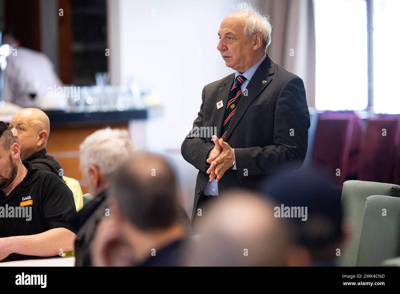 Mike Hedges MS, speaking at a meeting between trade unions and local ...