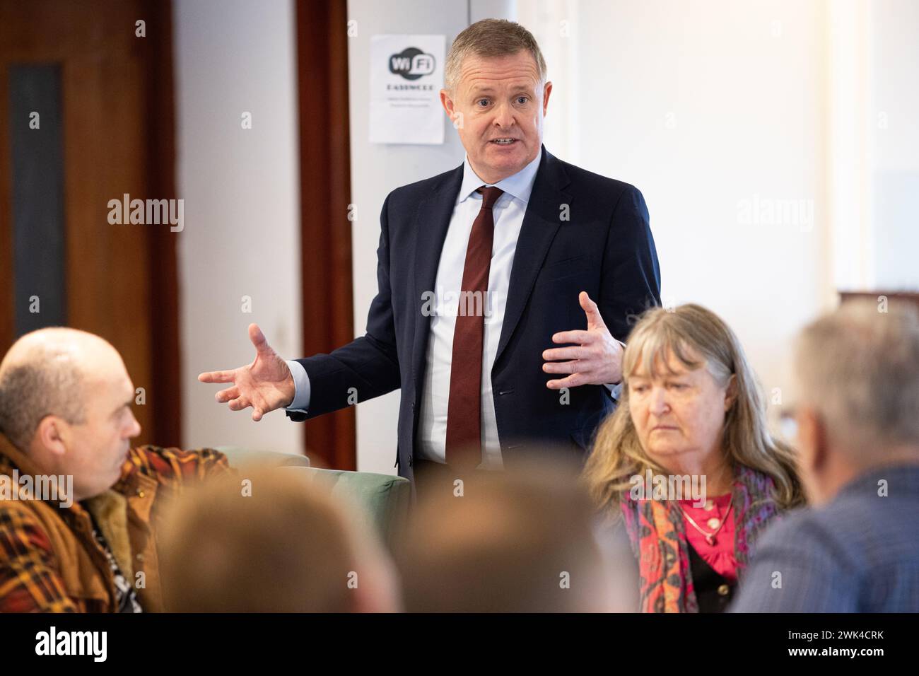 Jeremy Miles speaking at a meeting between trade unions and local ...