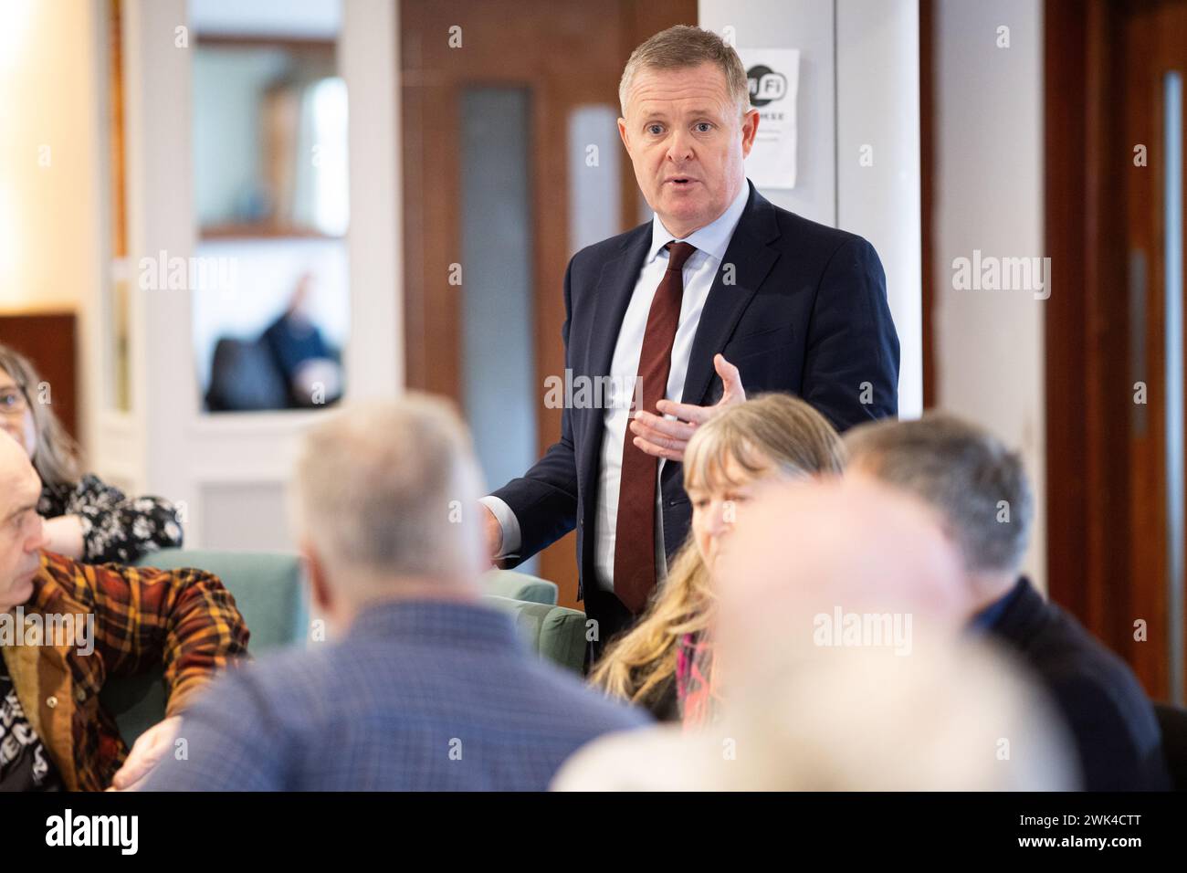 Jeremy Miles speaking at a meeting between trade unions and local ...