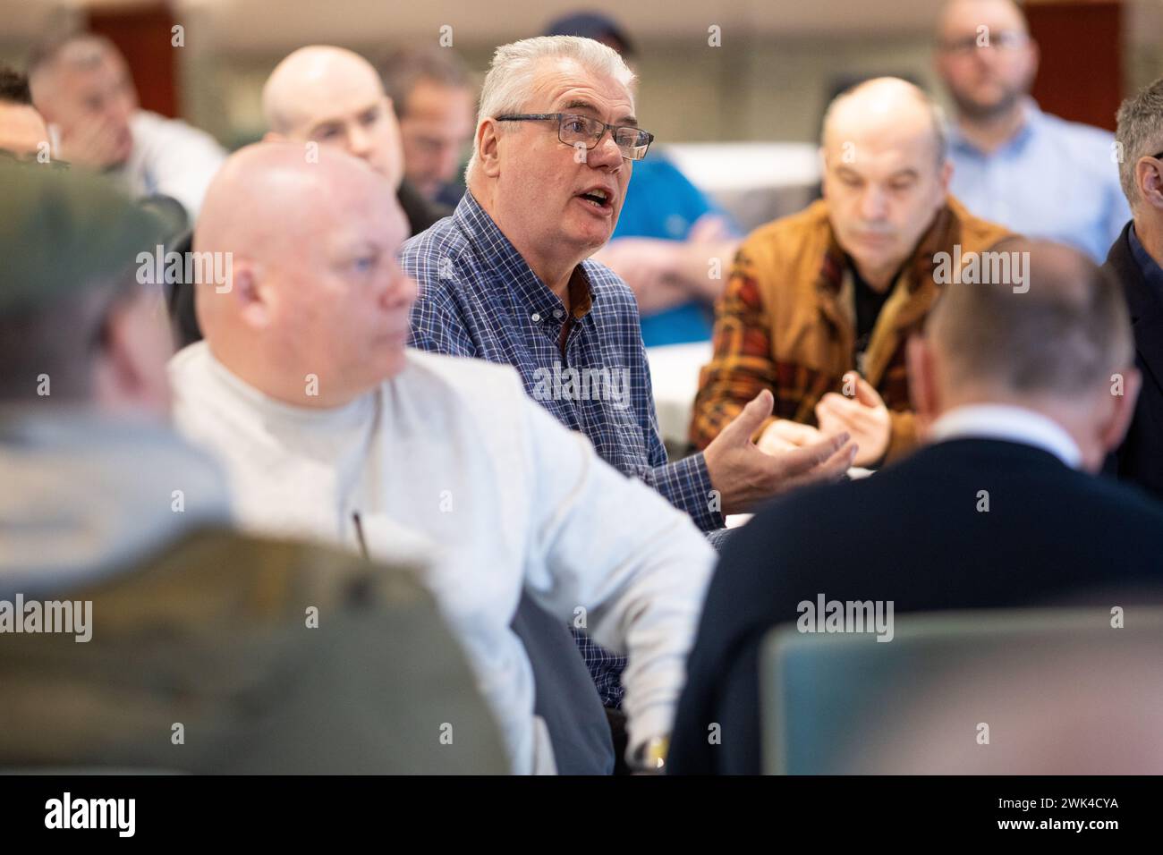 Roy Rickhuss, General Secretary of Community Union, speaking at a meeting between trade unions ...
