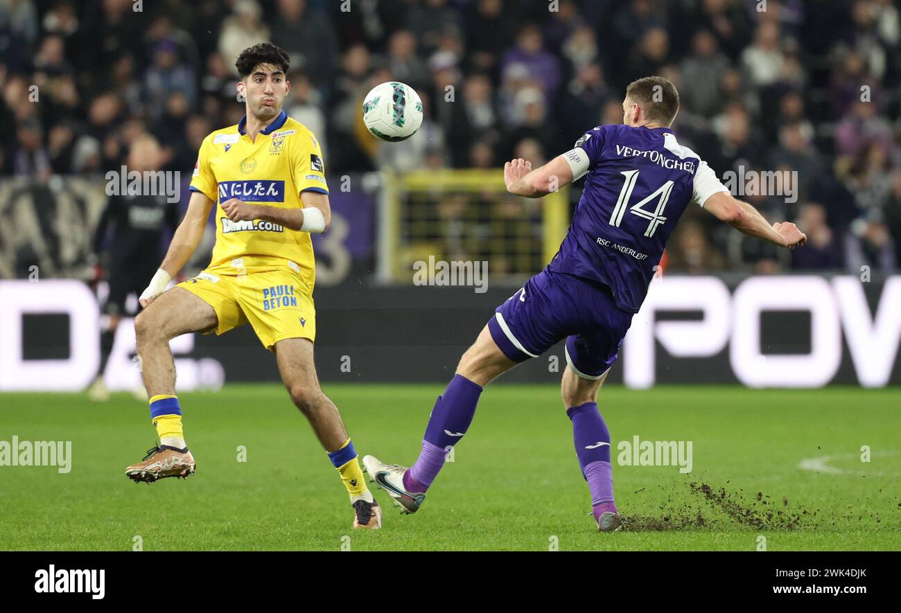 Brussels, Belgium. 18th Feb, 2024. STVV's Kahveh Zahiroleslam and ...