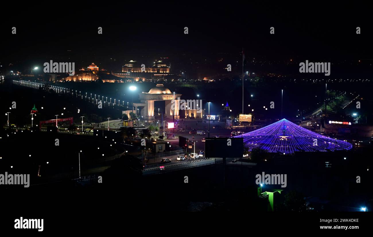LUCKNOW, INDIA -FEBRUARY 18: An aerial view of Lucknow lit up on the ...