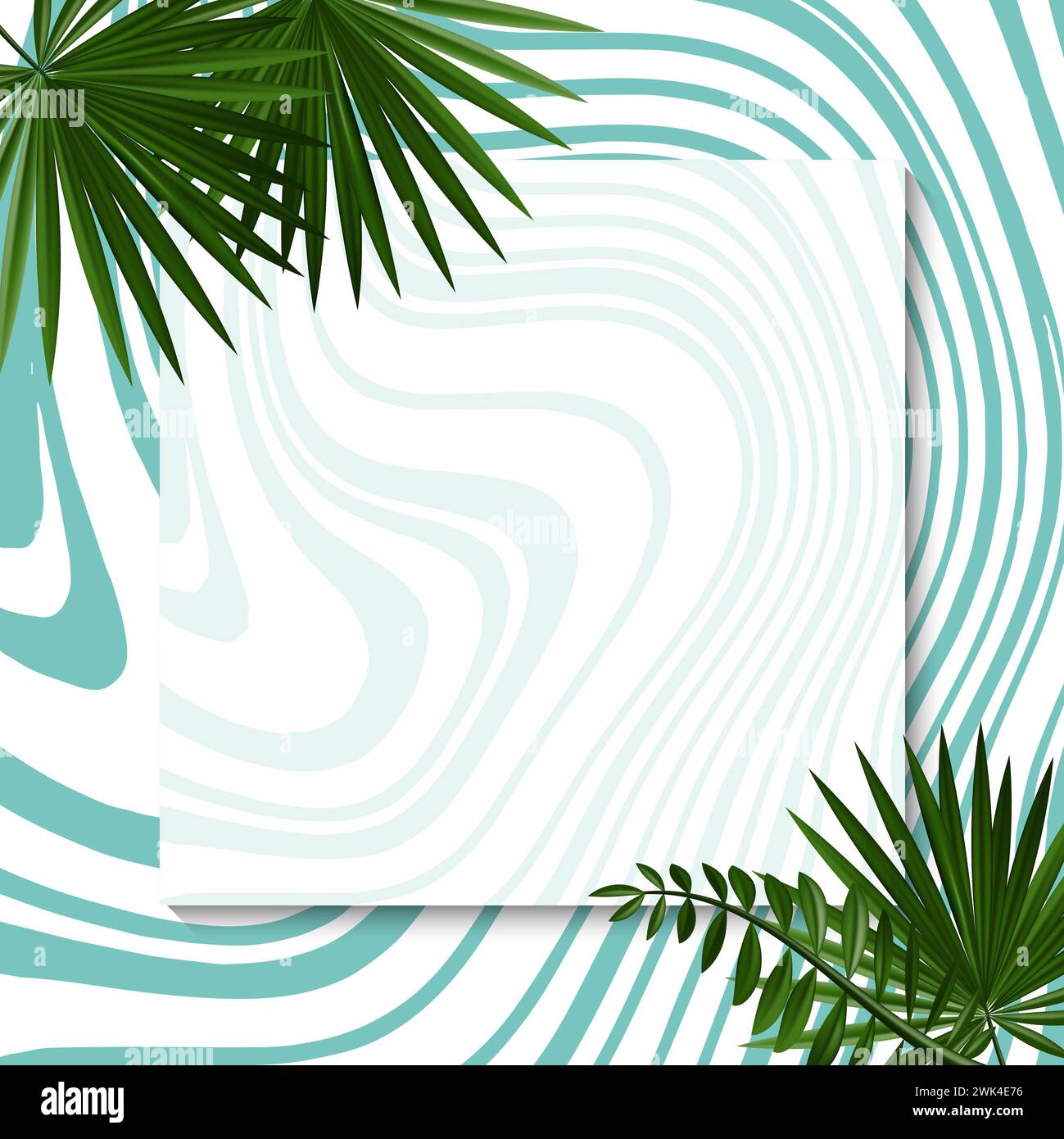 tropical palm leaves on wave background. Nature background. Palm leaf ...