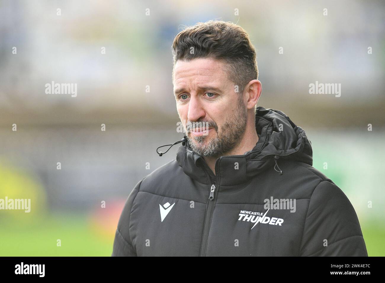 Featherstone, UK. 18th Feb, 2024. Chris Thorman coach of Newcastle ...