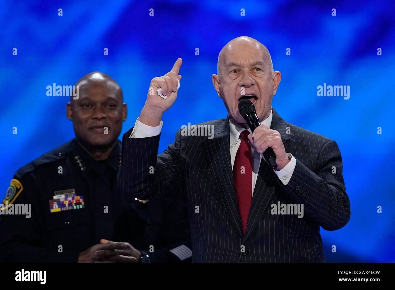 Houston Mayor John Whitmire speaks during a service at Lakewood Church ...