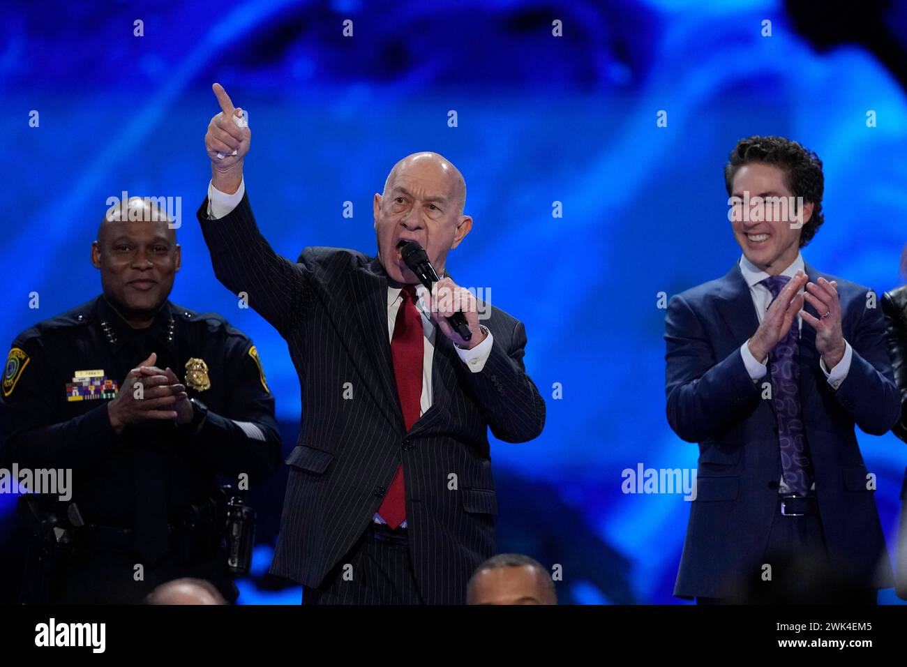 Houston Mayor John Whitmire speaks during a service at Lakewood Church ...