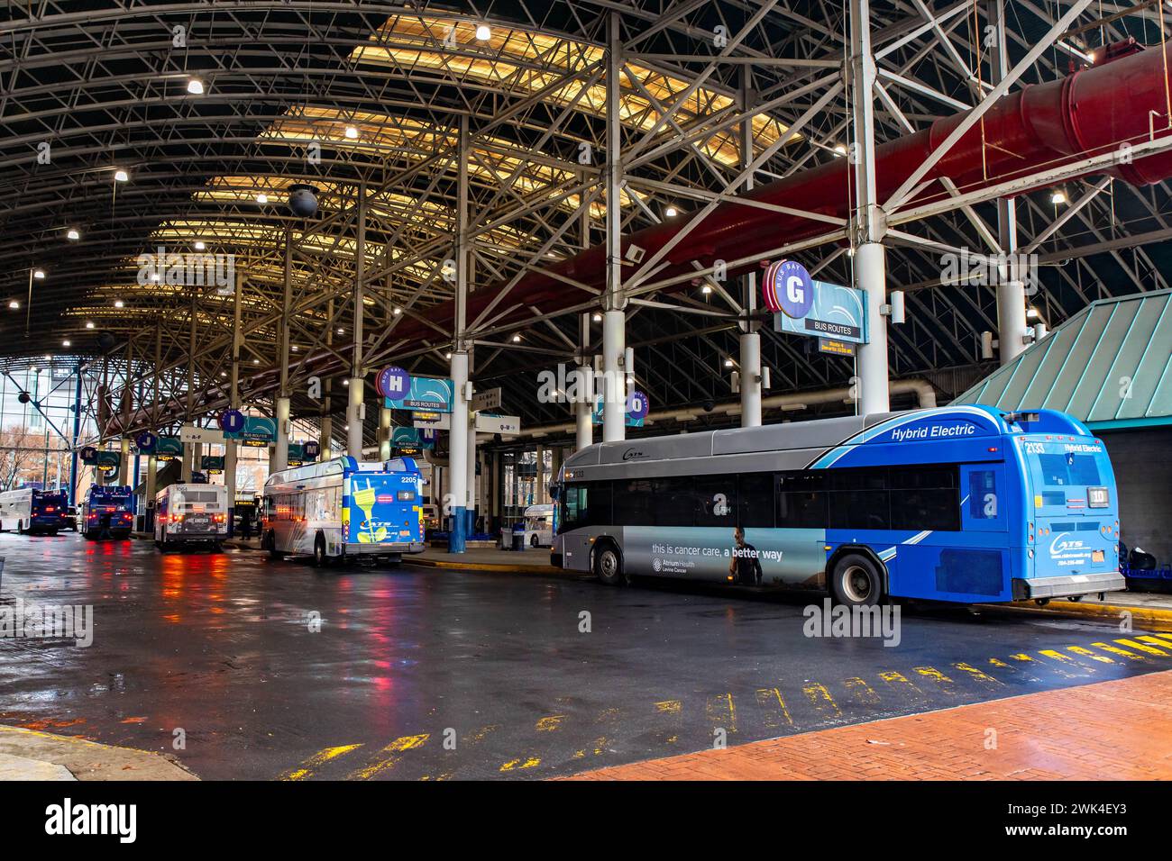 Charlotte, NC, USA - 12-27-2023: Bus terminal Transportation Center ...