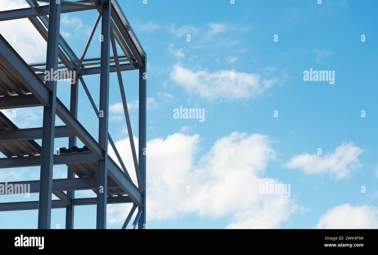 Steel frame commercial building under construction Stock Photo - Alamy