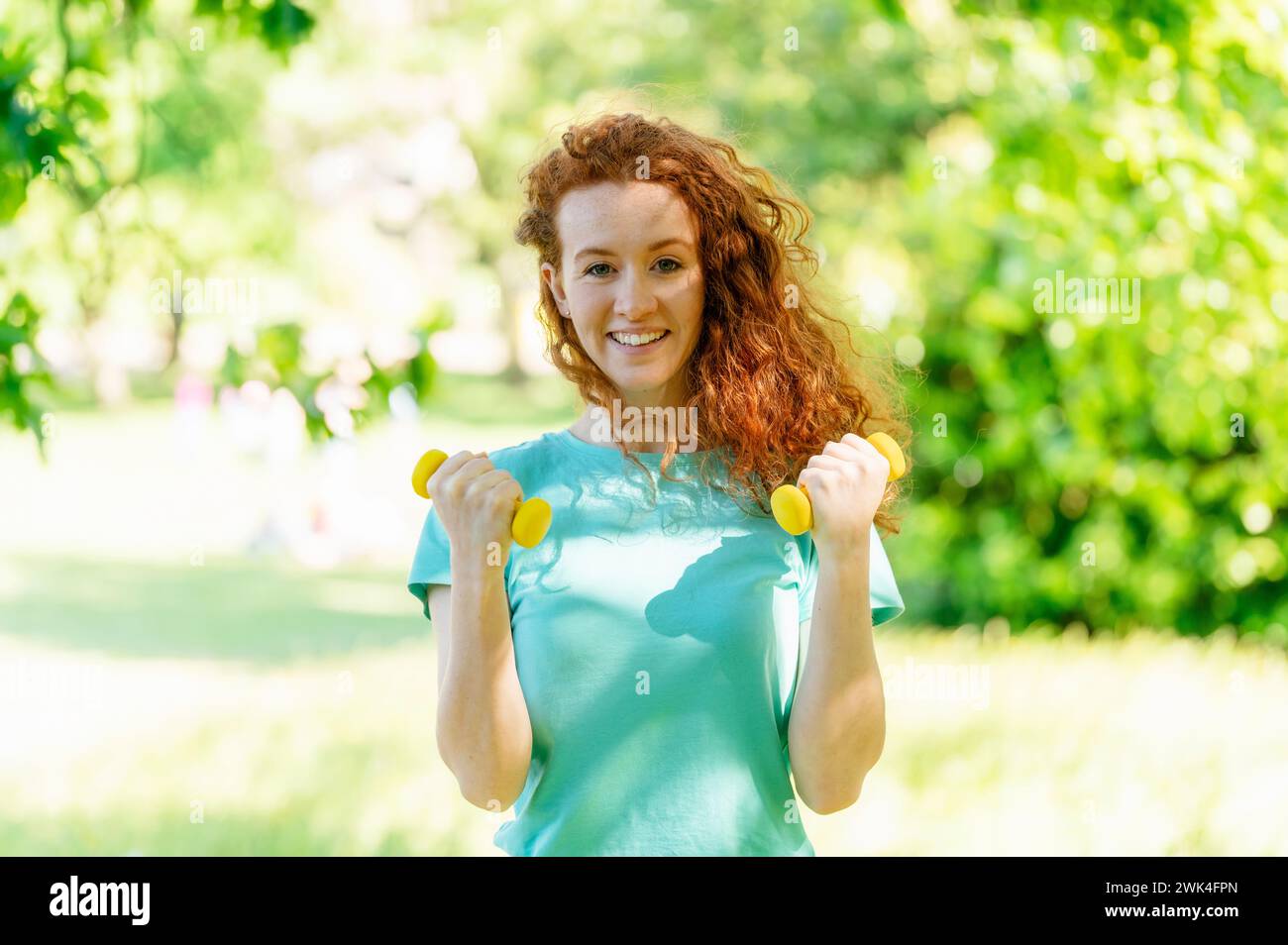 The happy person doing yoga and exercise in nature for mental health ...