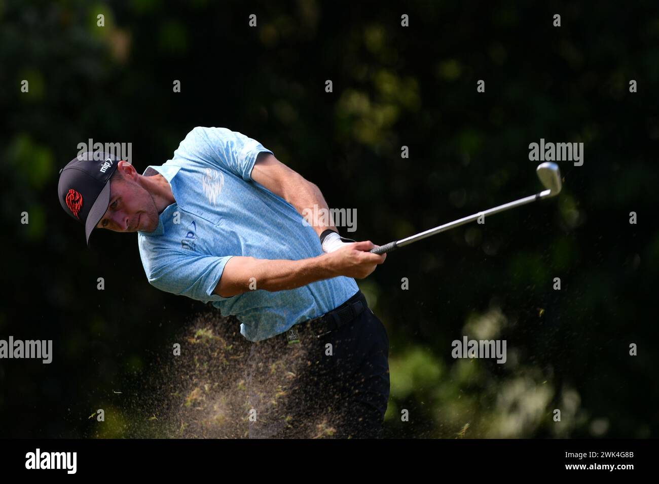 SERDANG - FEB 18: David Puig of Spain make 2nd tee shot during final ...
