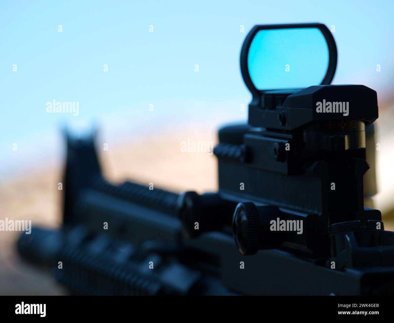 Gun sight close shot under amazing lightning Stock Photo - Alamy