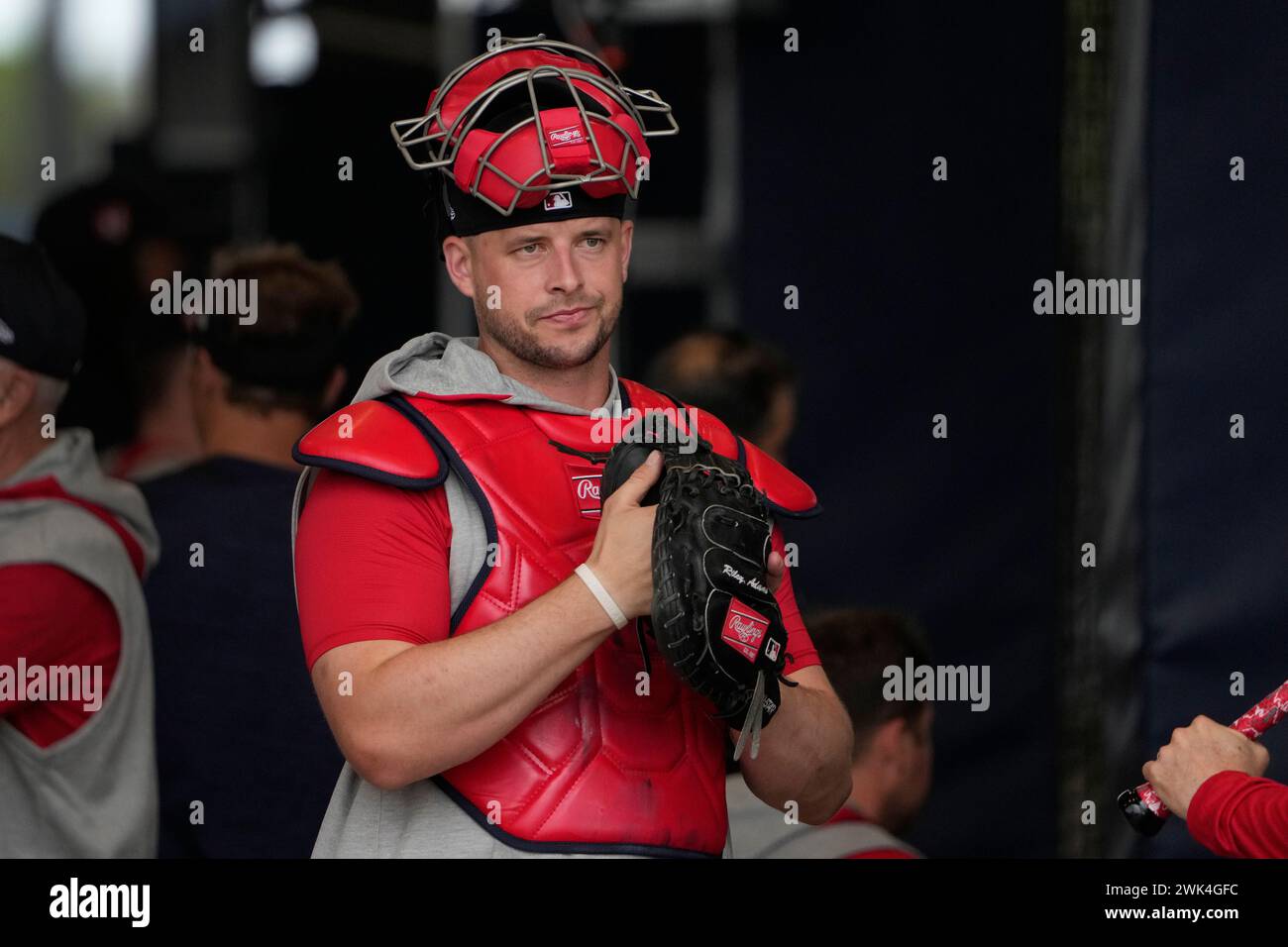 Washington Nationals catcher Riley Adams is seen during a spring ...