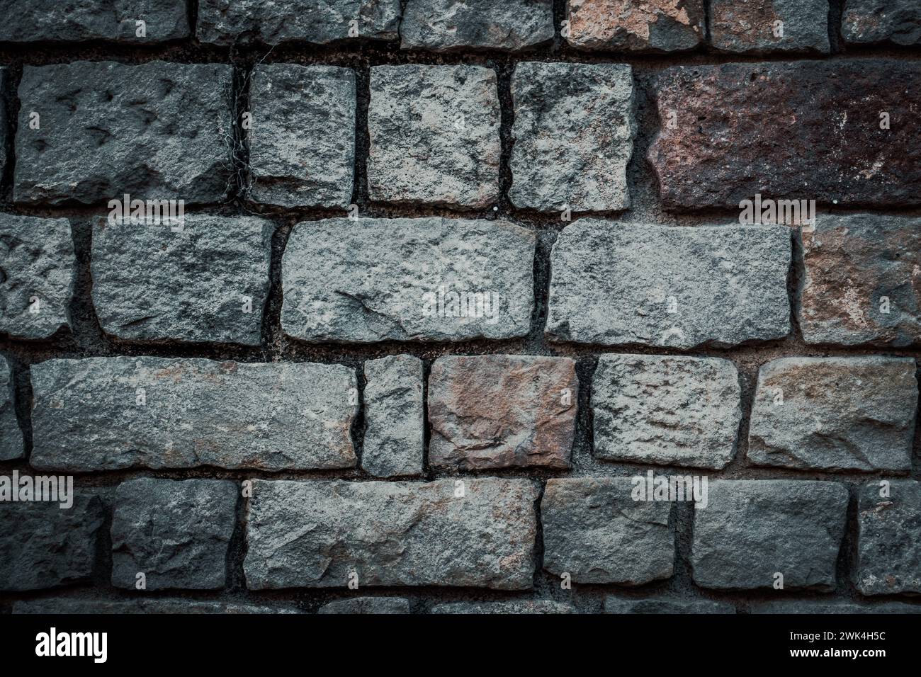 Close up old gray brick texture wall concept photo. Mediterranean ...