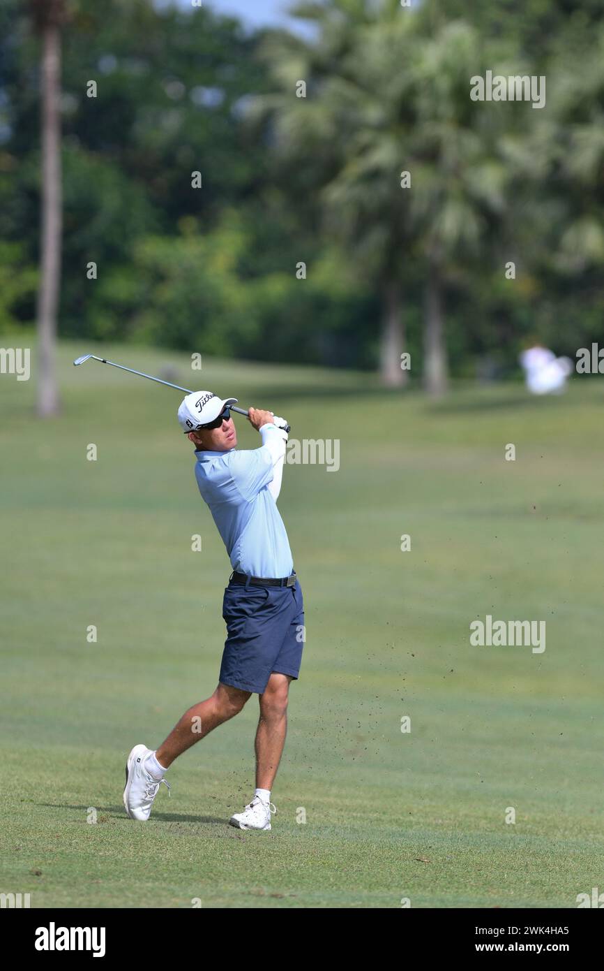 SERDANG - FEB 18: Kevin Yuan of Australia shot his 2nd shot at the 4th ...