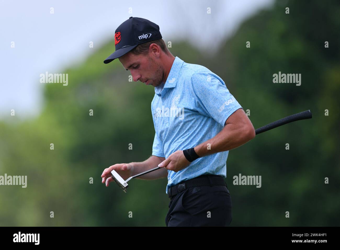 SERDANG - FEB 18: David Puig of Spain pictured at the 18th green during ...