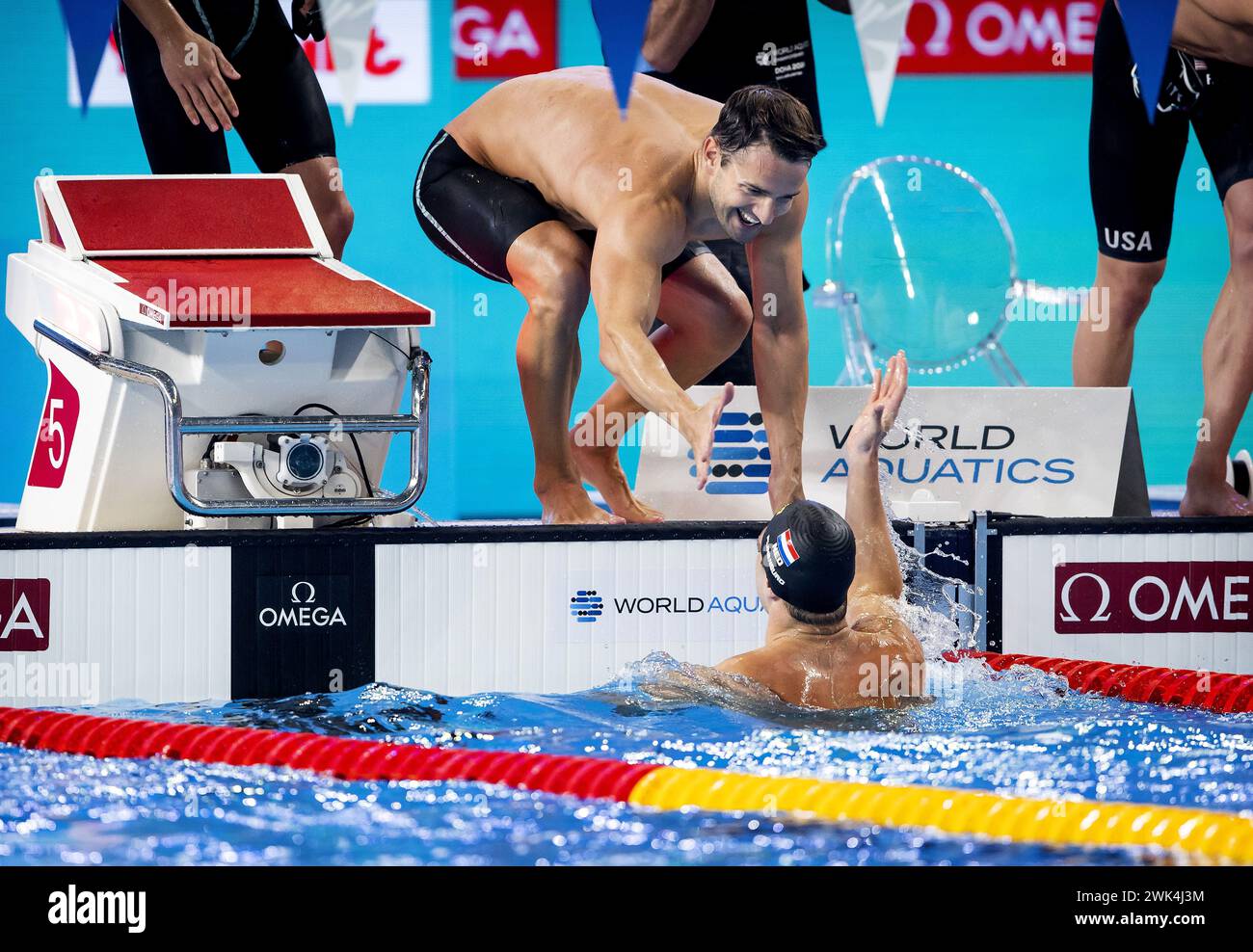 DOHA - Arno Kamminga and Stan Pijnenburg after the final 4 x 100 medley ...