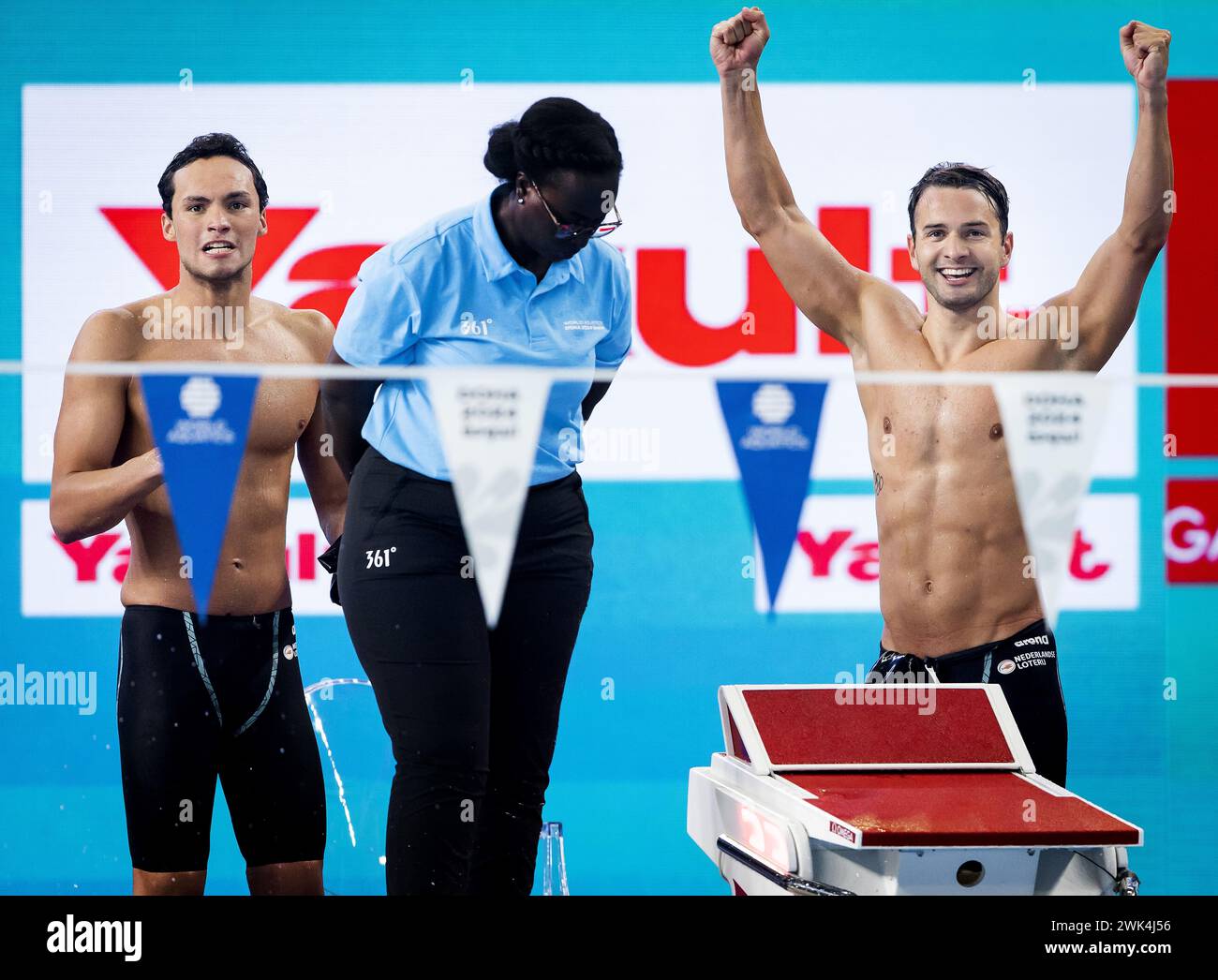 DOHA - Kai van Westering and Arno Kamminga after the final 4 x 100 ...