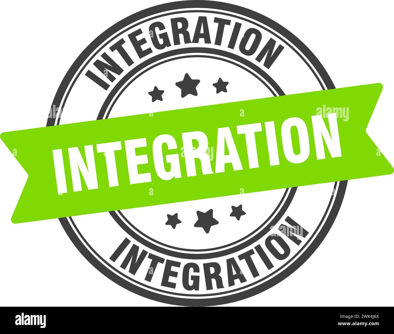 integration stamp. integration round sign. label on transparent ...