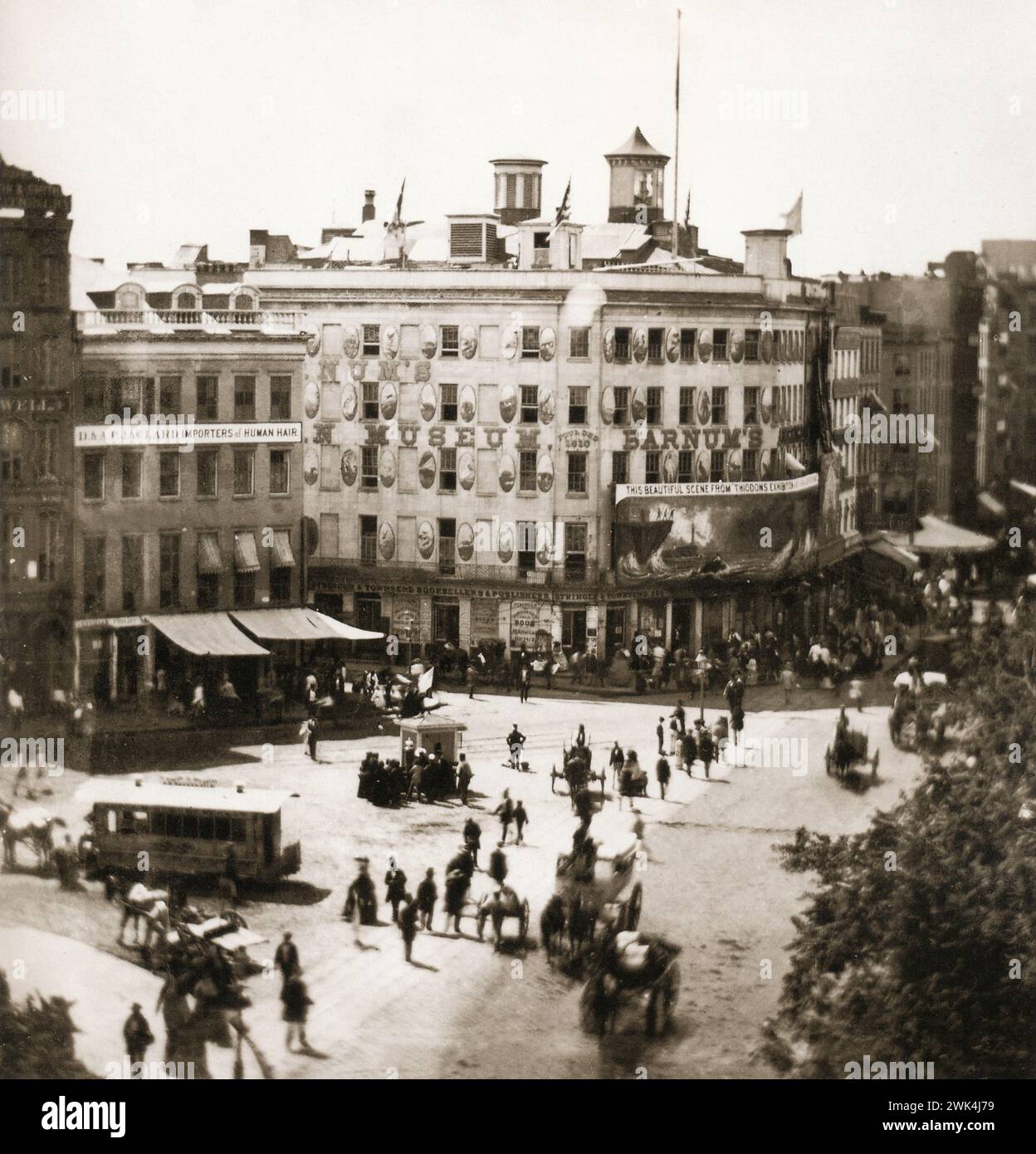 Barnum's American Museum in New York City. Left of the museum is a ...