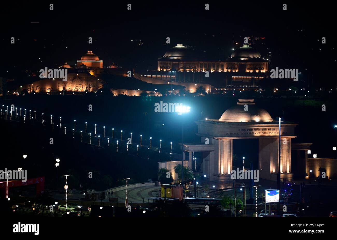 LUCKNOW, INDIA -FEBRUARY 18: An aerial view of Lucknow lit up on the ...