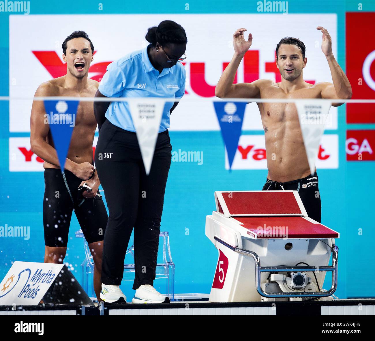 DOHA - Kai van Westering and Arno Kamminga after the final 4 x 100 ...
